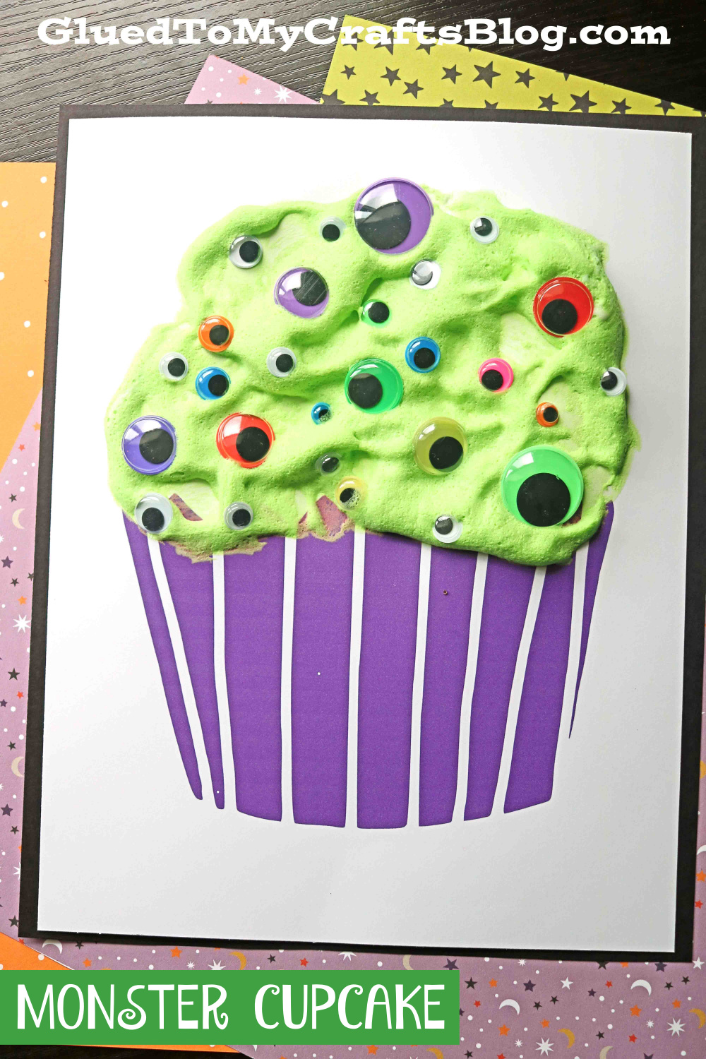 Puffy Paint Monster Cupcake Craft Idea For Halloween