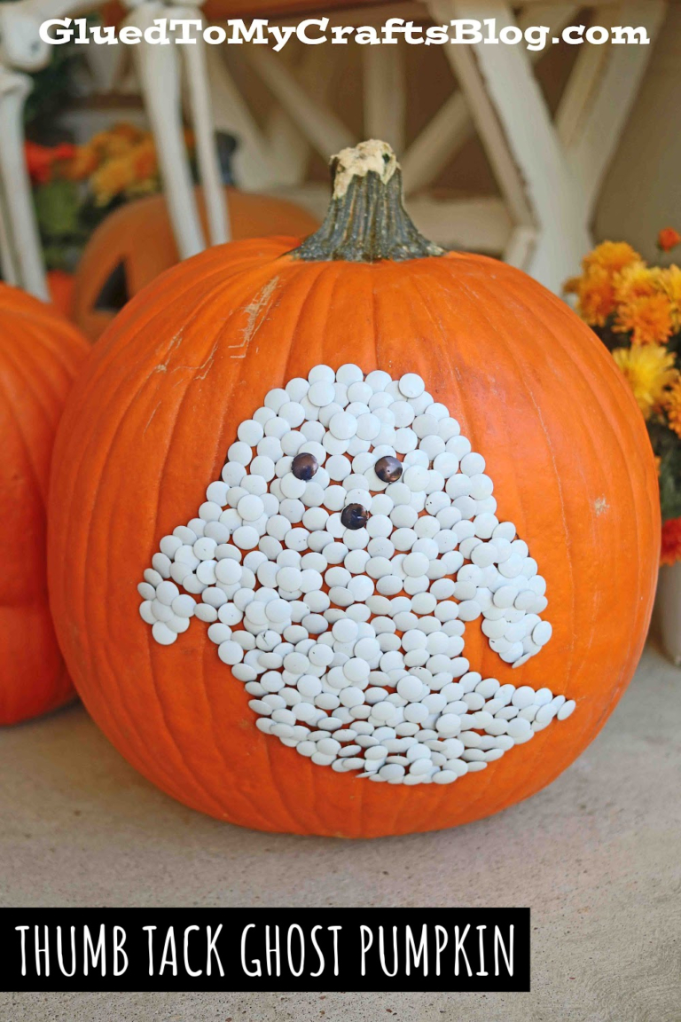No Carve Thumb Tack Ghost Pumpkin