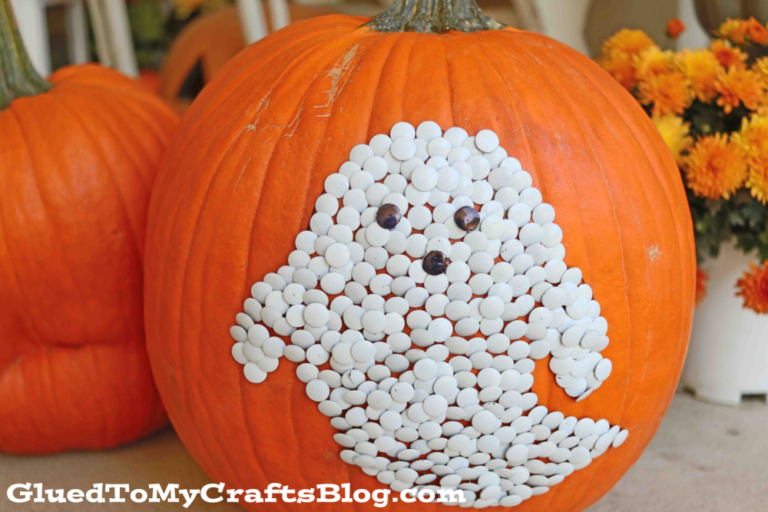 No Carve Thumb Tack Ghost Pumpkin