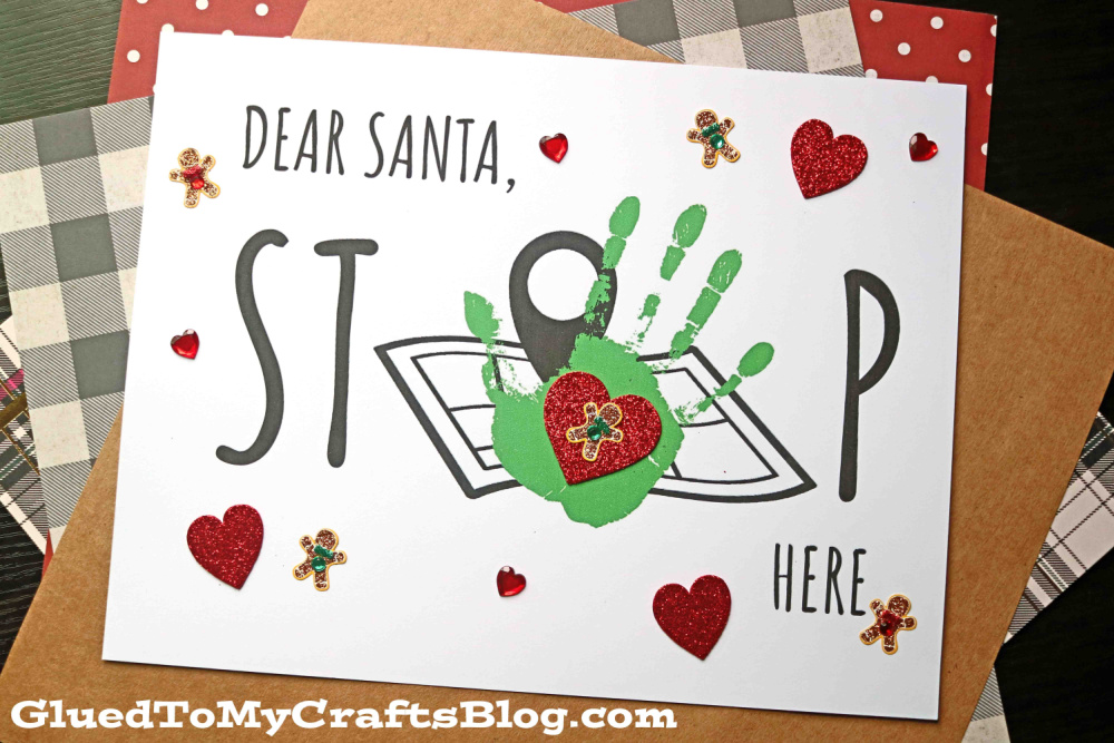 Handprint Santa Stop Here Keepsake