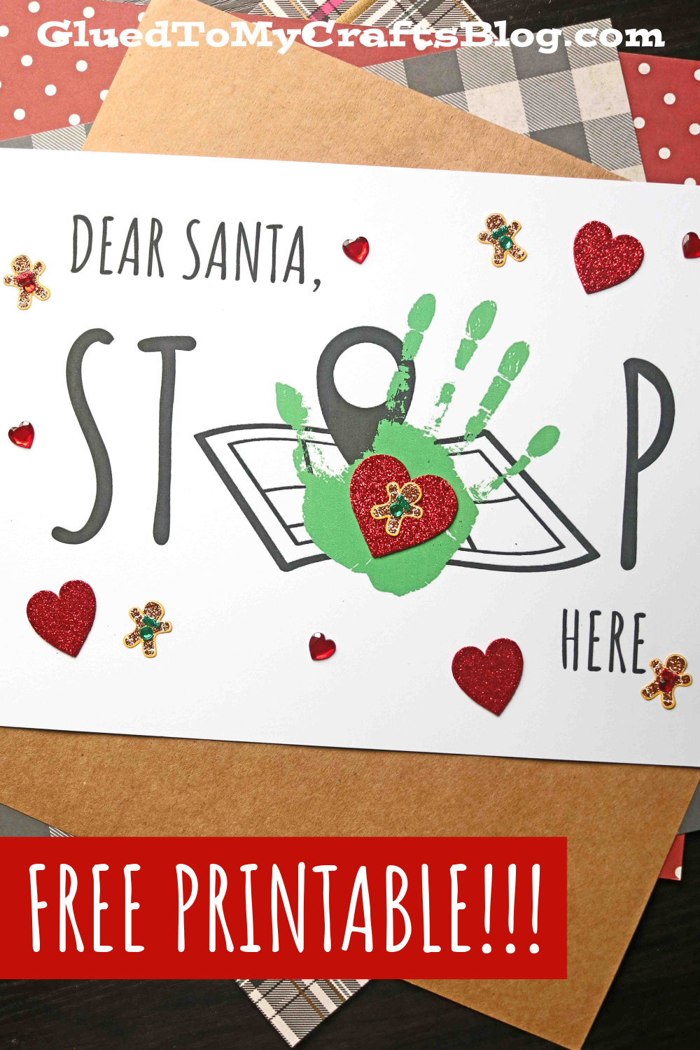 Handprint Santa Stop Here Keepsake