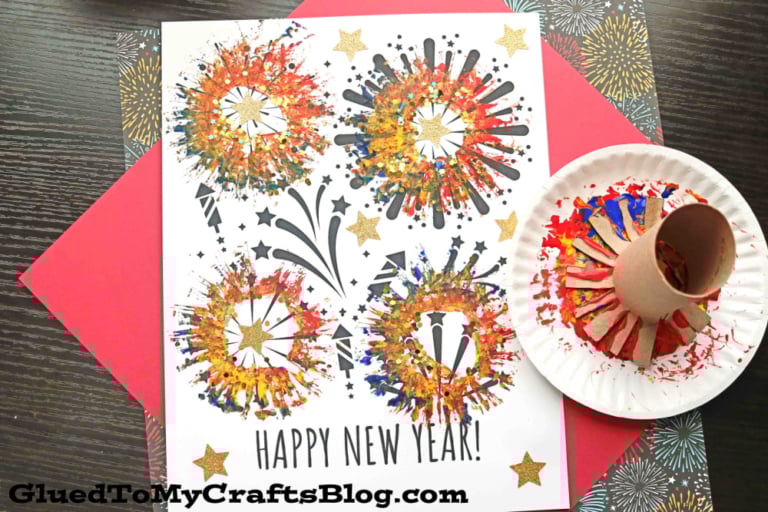 Toilet Roll Stamped Fireworks For New Year's Eve