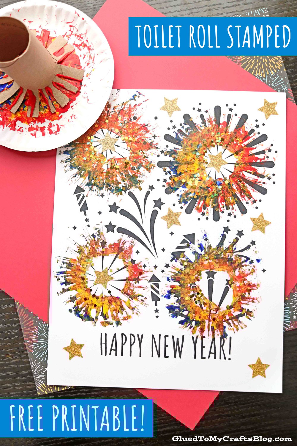 Toilet Roll Stamped Fireworks For New Year's Eve