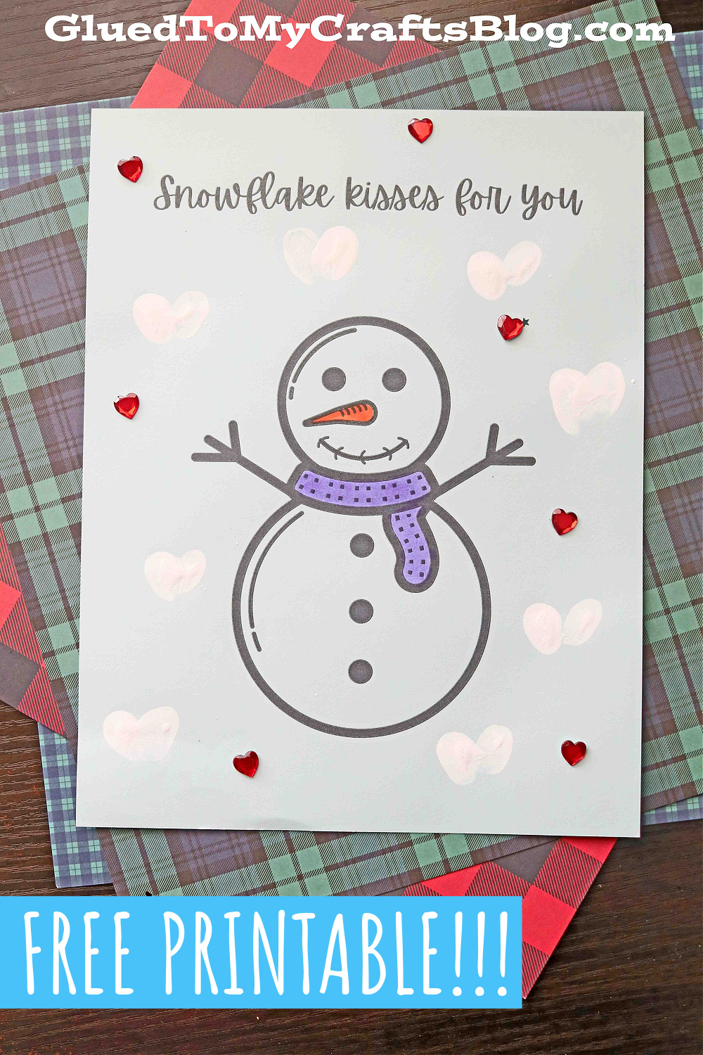 Fingerprint Snowman Kisses Card Idea