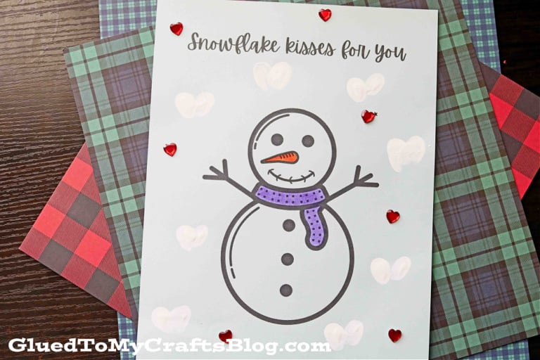 Fingerprint Snowman Kisses Card Idea