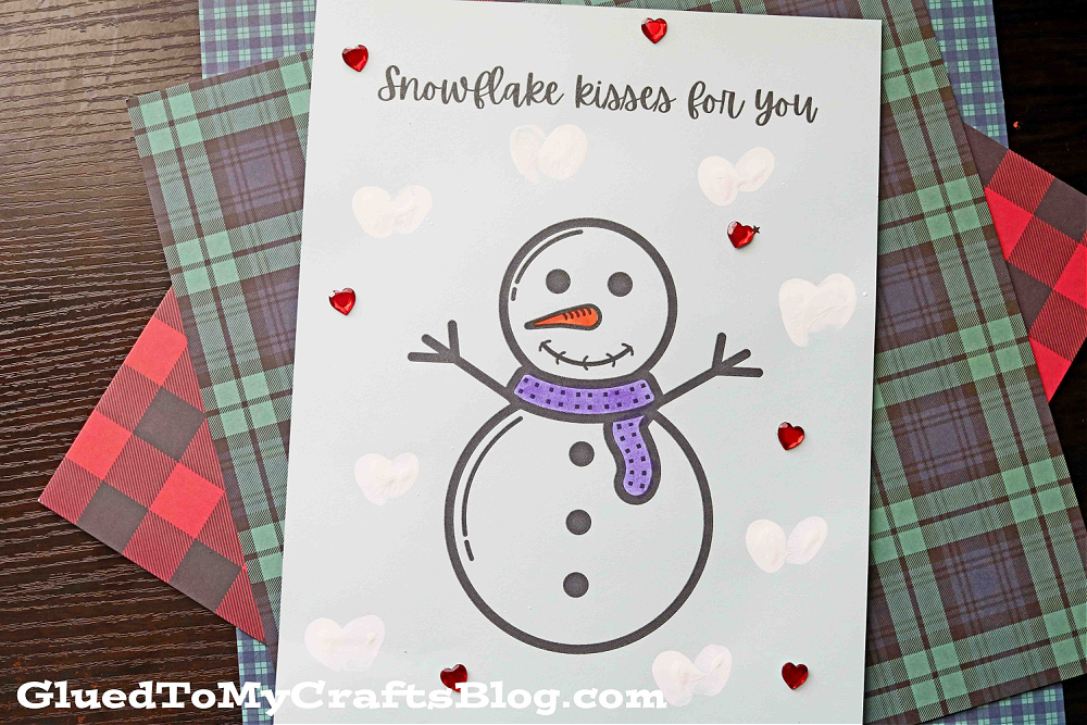 Fingerprint Snowman Kisses Card Idea