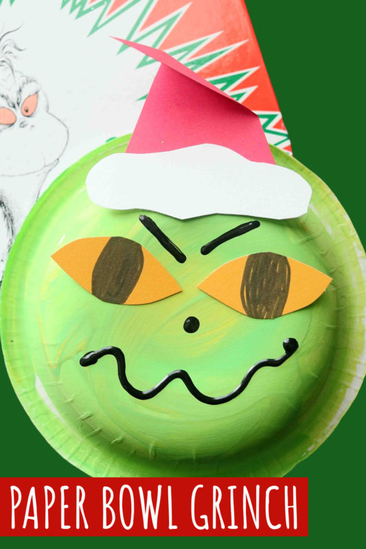 Paper Bowl Grinch Craft Idea For Kids