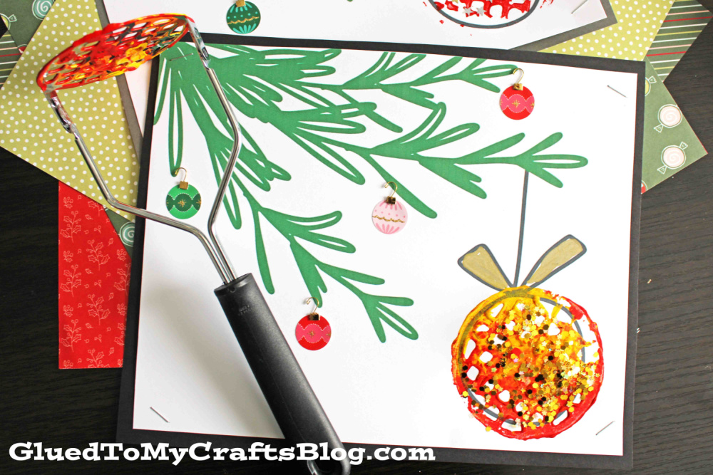 Potato Masher Stamped Christmas Ornament Craft For Kids