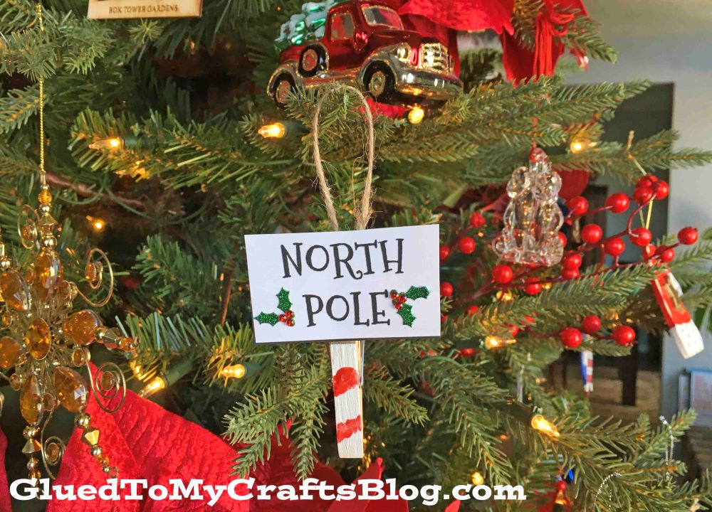 Clothespin North Pole Ornament