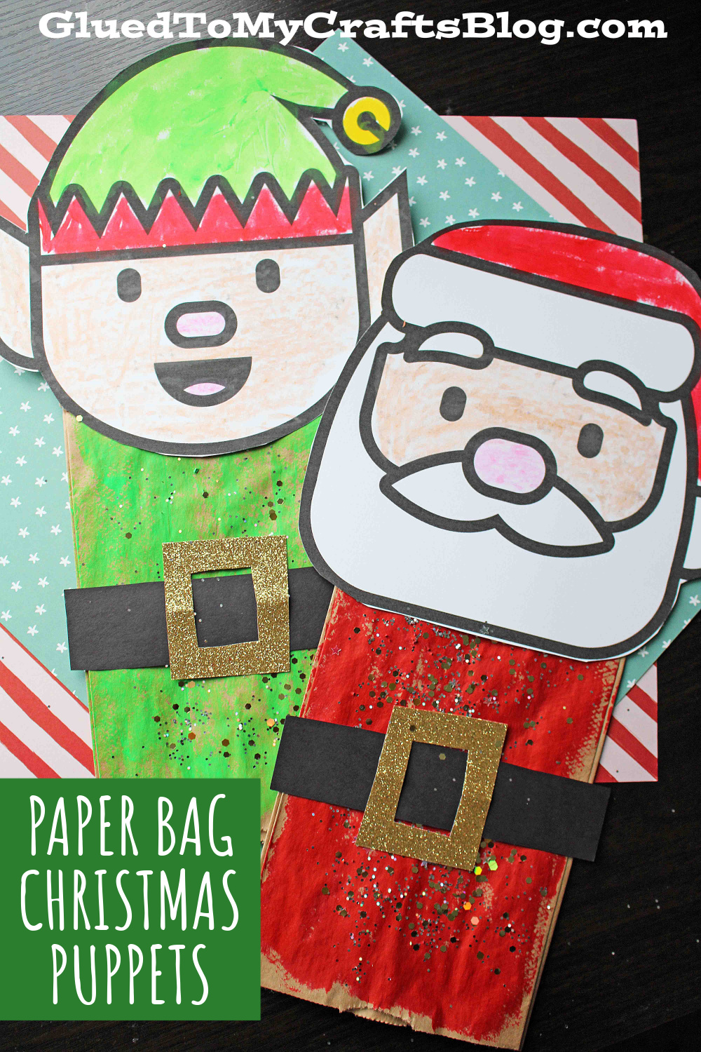 Paper Bag Elf & Santa Puppet Craft Idea - Glued To My Crafts