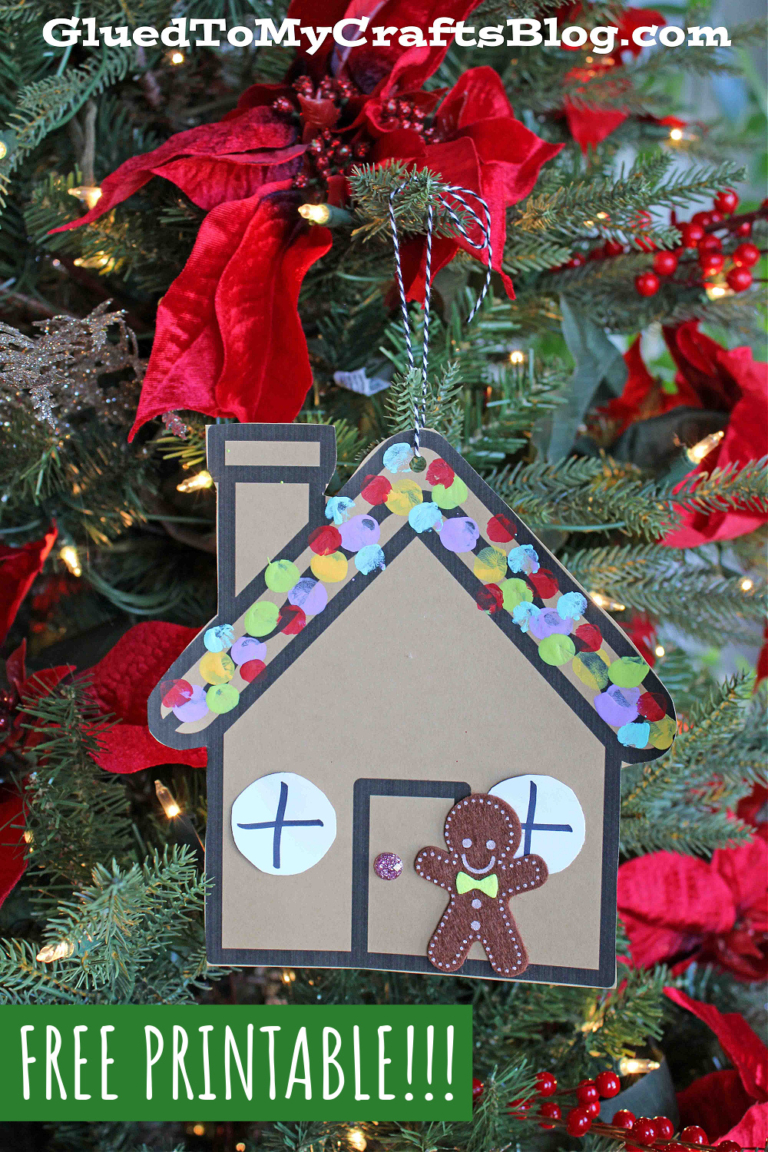 Thumbprint Gingerbread House Ornament Craft