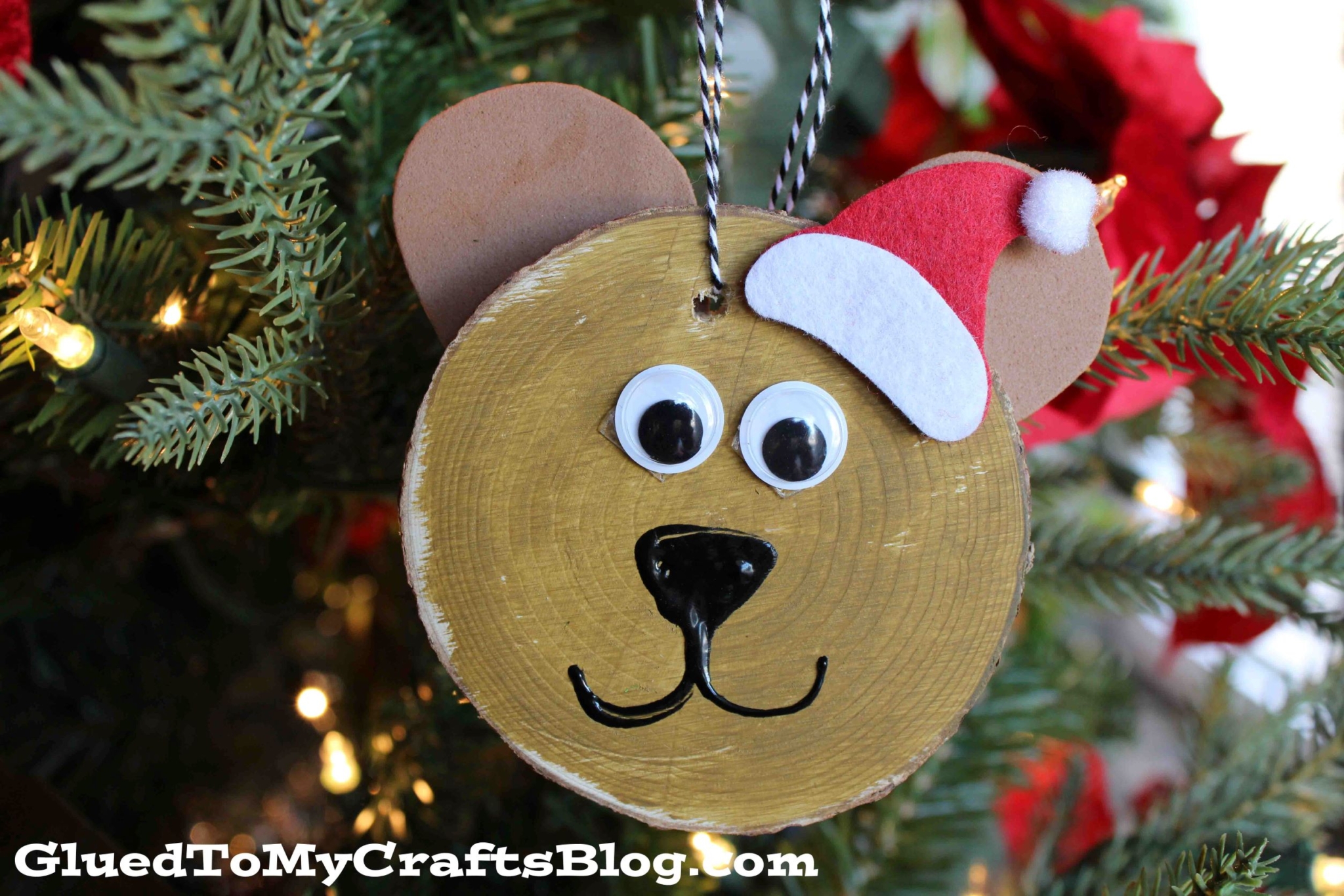 Wood Slice Bear Ornament For The Tree
