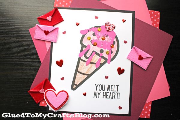 Handprint Valentine Ice Cream Keepsake - Glued To My Crafts