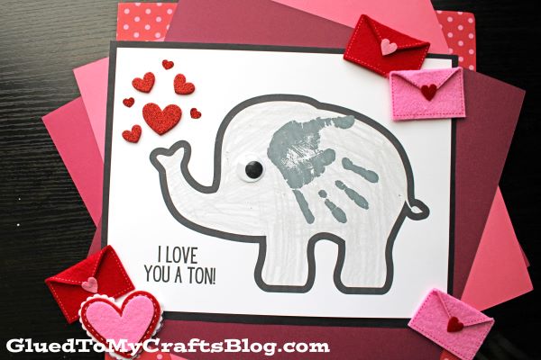 Handprint Valentine Elephant Keepsake - Glued To My Crafts