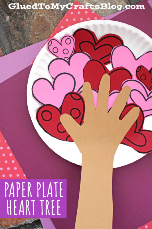 Paper Plate Valentine Heart Tree Craft