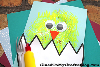 Fork Painted Easter Chick Craft Idea For Spring