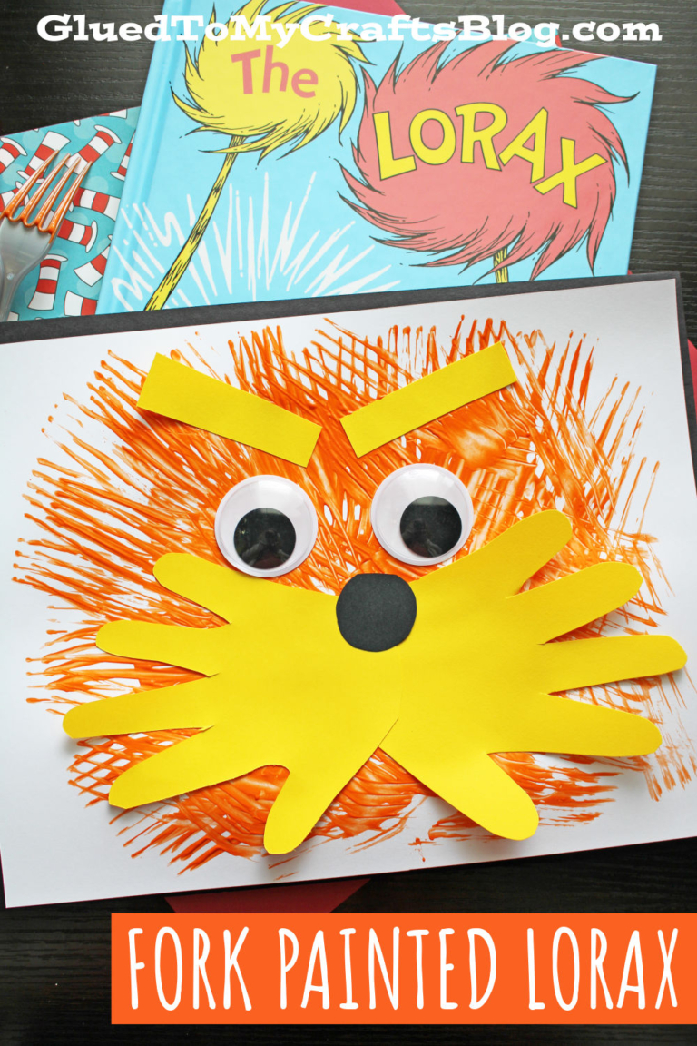 Fork Painted Lorax Craft Idea For Kids
