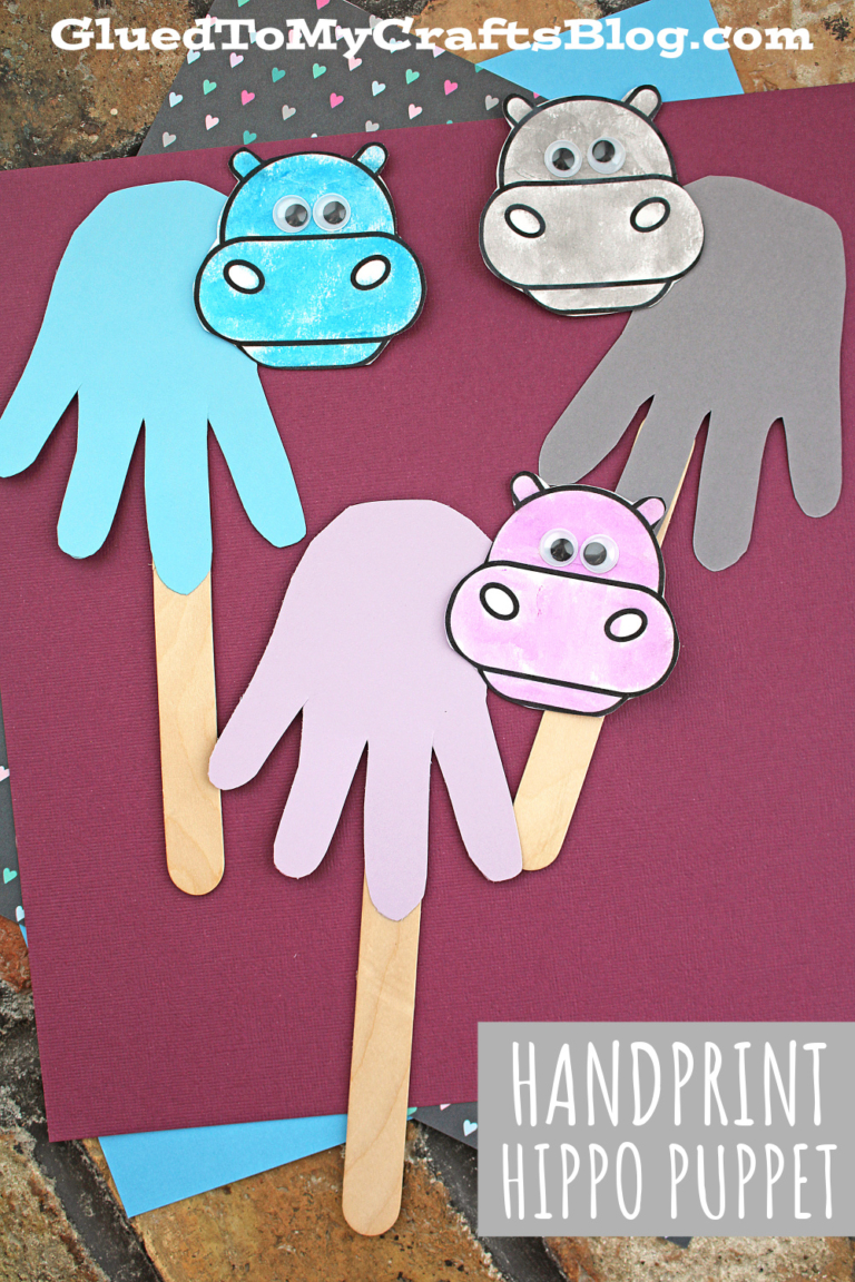 Handprint Hippo Puppet Craft