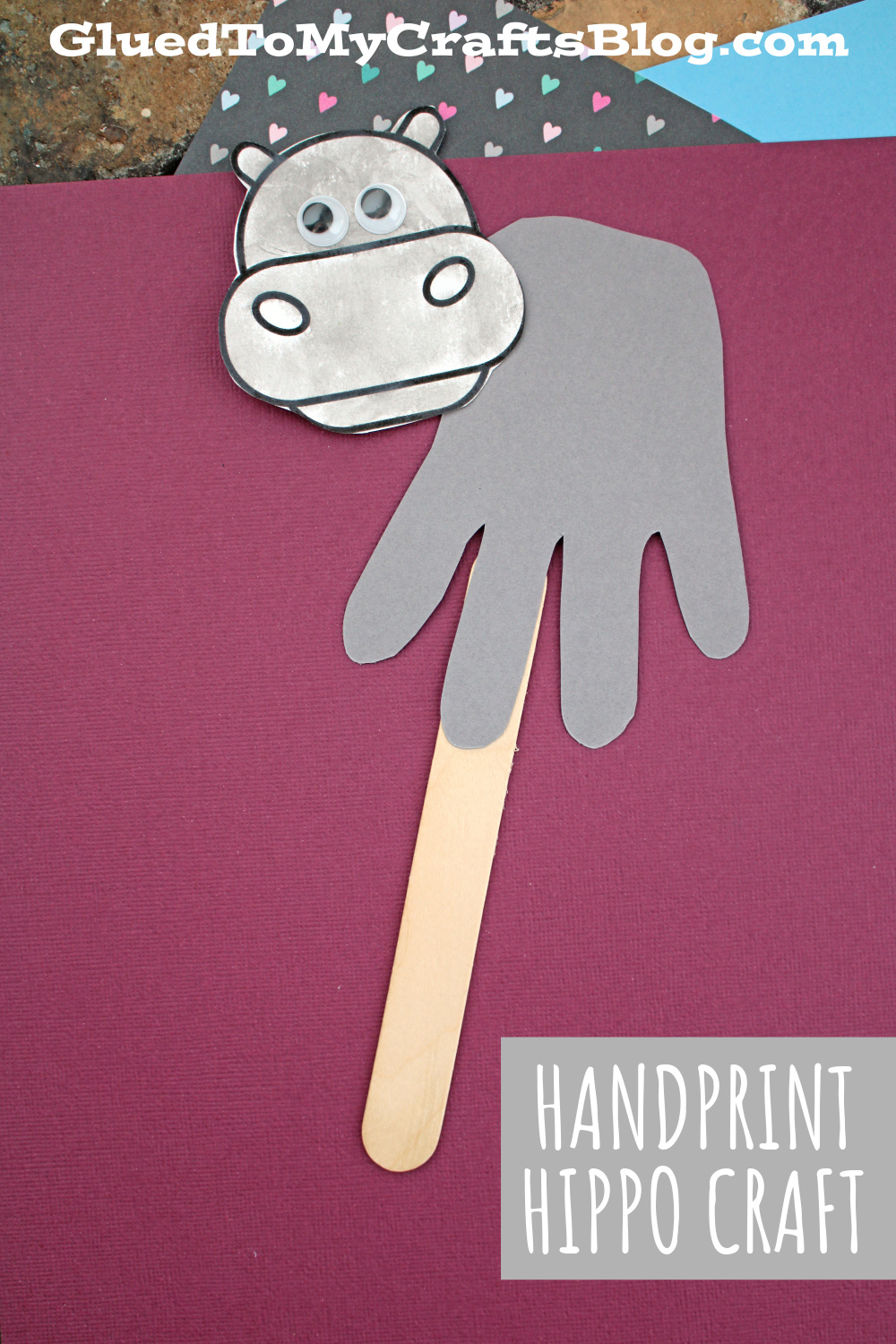 Handprint Hippo Puppet Craft