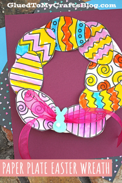 Paper Plate Easter Egg Wreath Craft