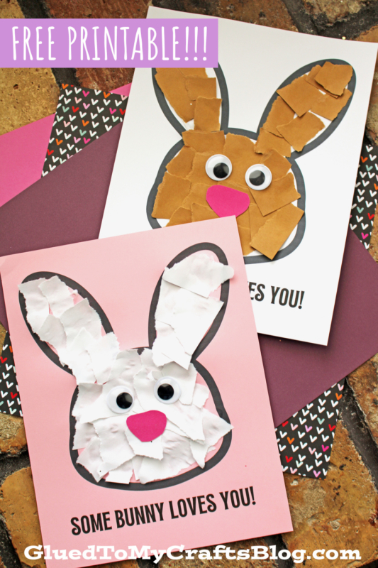 Torn Paper Some Bunny Loves You Craft
