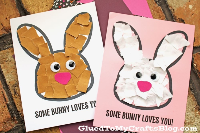 Torn Paper Some Bunny Loves You Craft