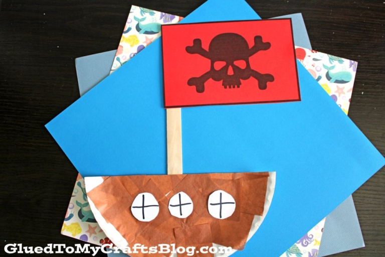 Paper Plate Pirate Ship Craft Idea