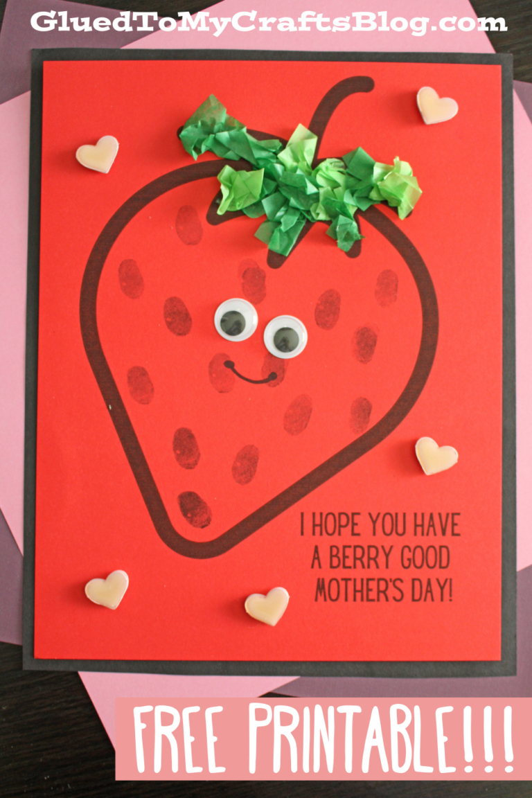 Fingerprint Strawberry Card For Mother's Day