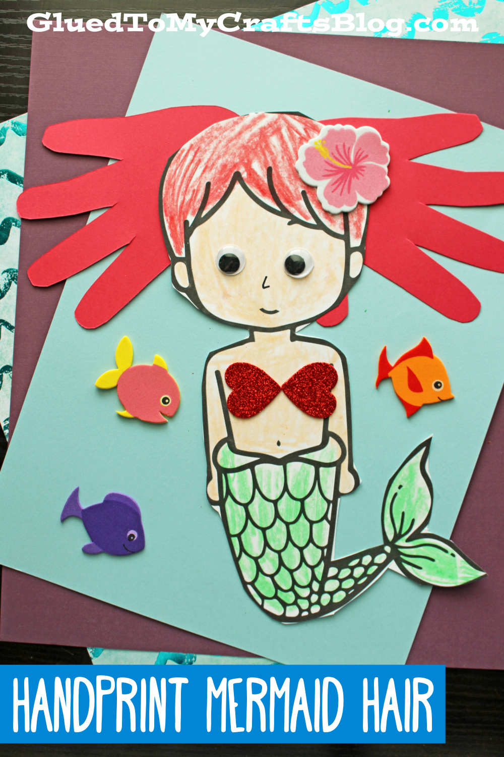 Handprint Mermaid Hair Craft Idea