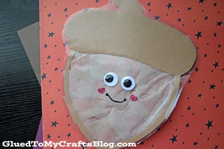 Tissue Paper Acorn Suncatcher Craft