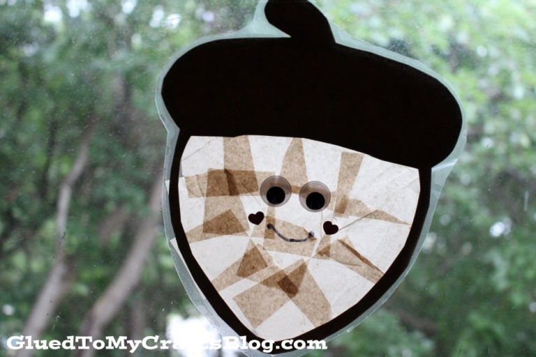 Tissue Paper Acorn Suncatcher Craft