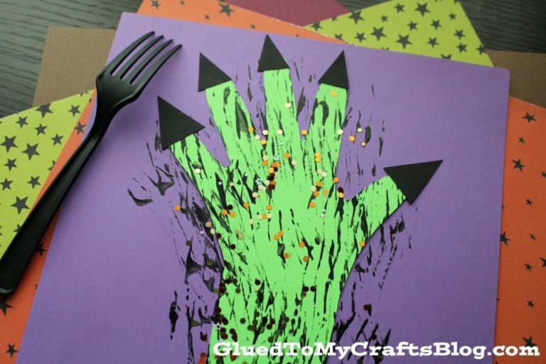 Fork Painted Monster Hand Craft Idea