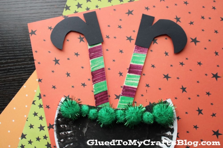 Popsicle Stick & Paper Plate Witch Cauldron Art for Halloween