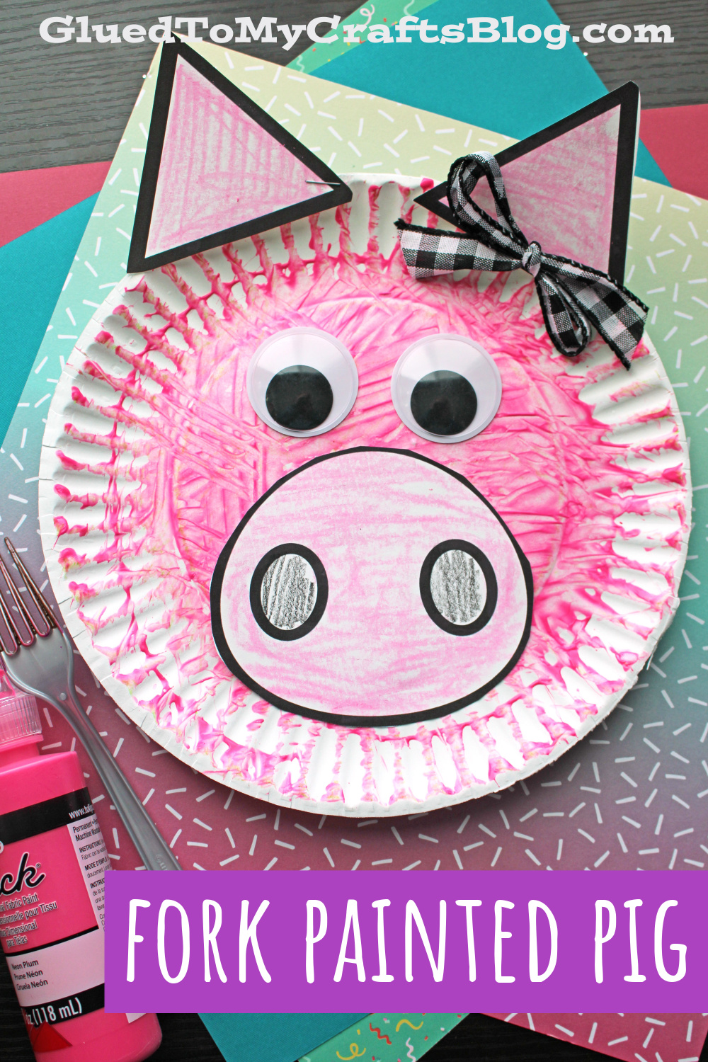 Fork Painted Pig Craft Idea For Kids