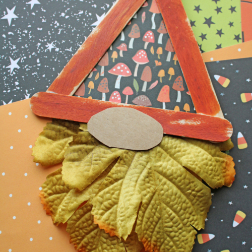 Popsicle Stick Fall Gnome w/Leaf Beard Craft Idea