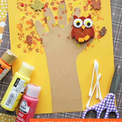 Q-Tip Painted Fall Tree Craft Idea For Kids