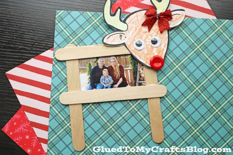 Popsicle Stick Reindeer Picture Frame Ornament