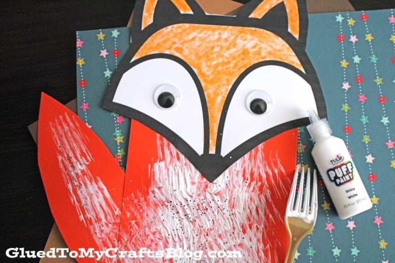 Fork Painted Fox Craft Idea For Kids