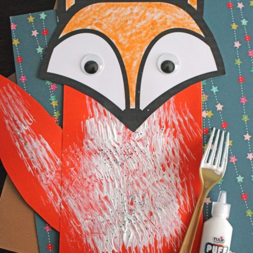 Fork Painted Fox Craft Idea For Kids