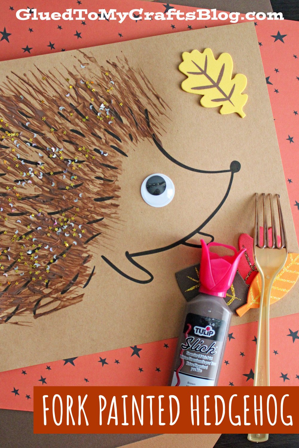 Fork Painted Hedgehog Craft Idea