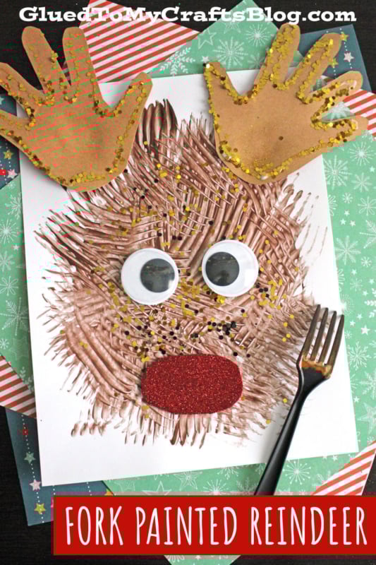 Fork Painted Reindeer Christmas Craft Idea