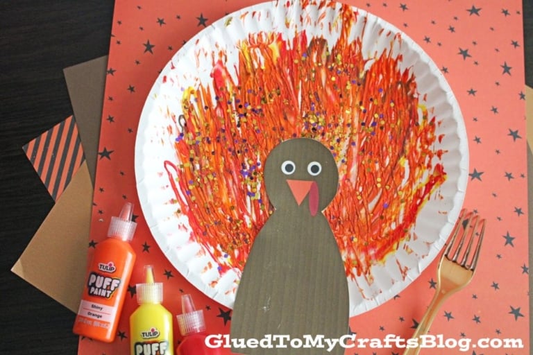 Fork Painted Turkey Craft Idea For Thanksgiving