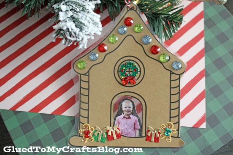 Christmas Gingerbread House Photo Ornament