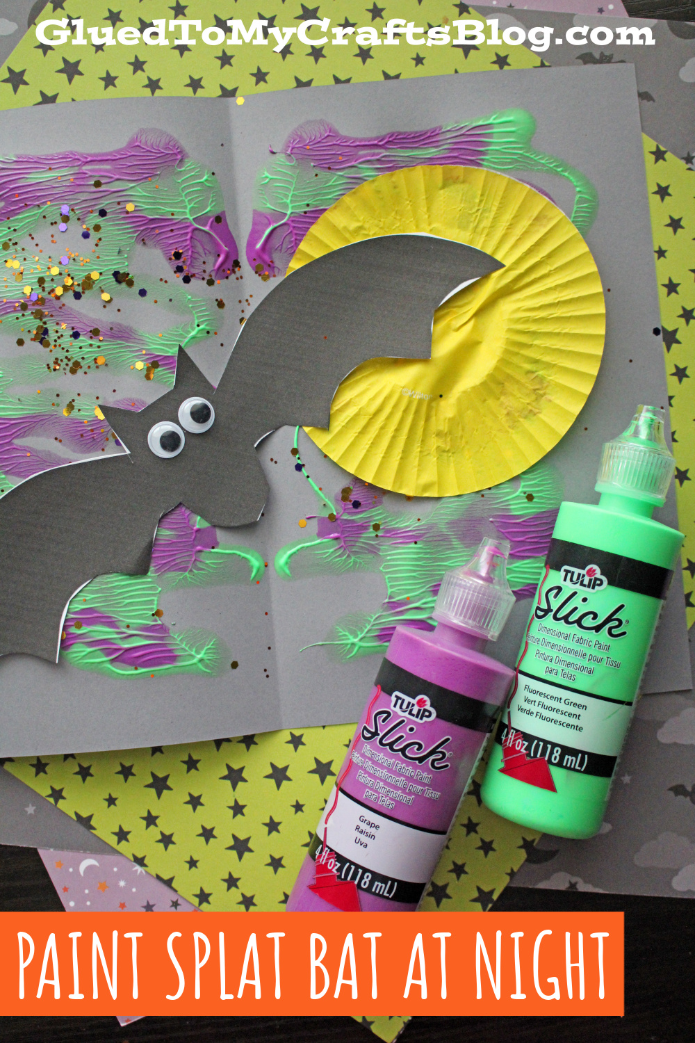 Paint Splat Bat At Night Craft Idea