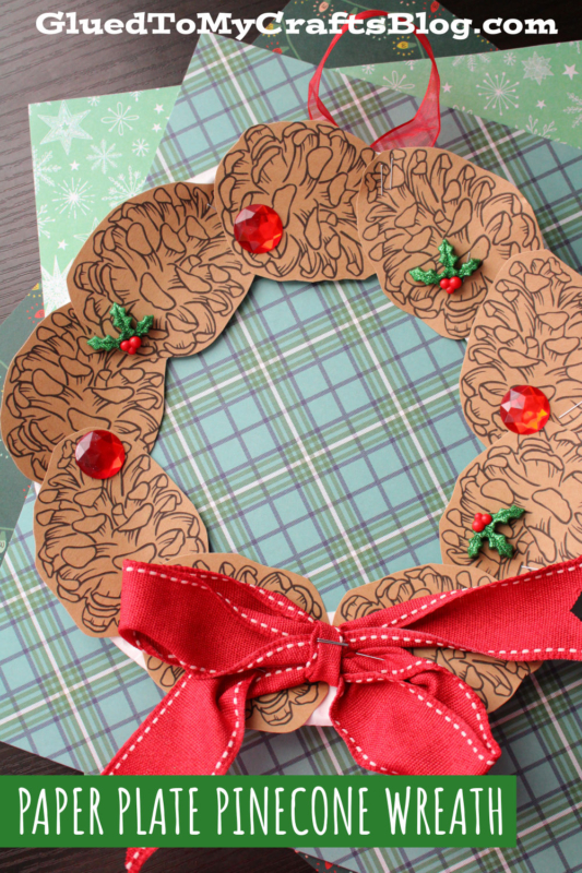 Paper Plate Pinecone Wreath Craft Idea