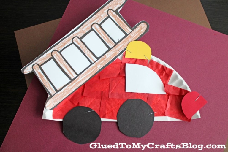 Paper Plate Fire Truck Craft Idea