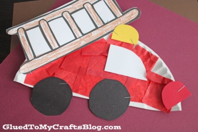 Paper Plate Fire Truck Craft Idea