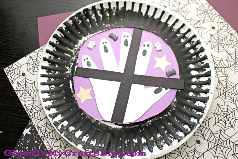 Paper Plate Ghost In Window Craft Idea For Halloween