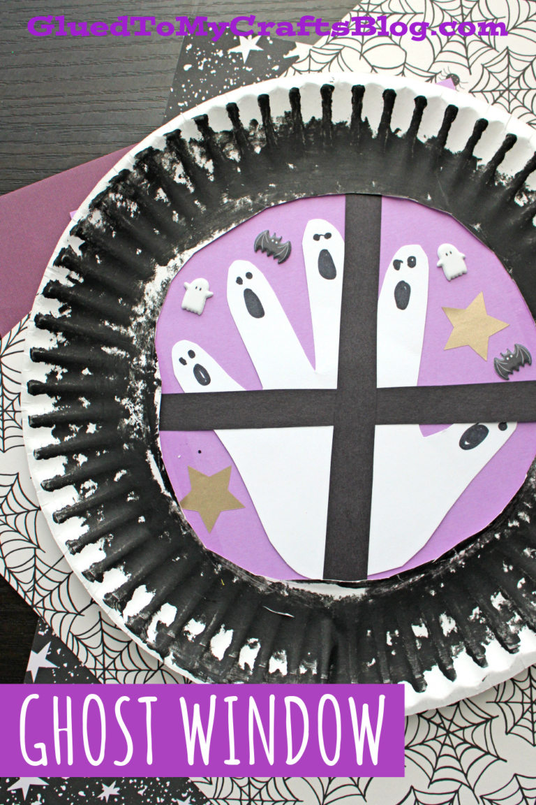 Paper Plate Ghost In Window Craft Idea For Halloween