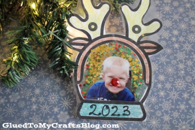 Reindeer Snow Globe Photo Ornament